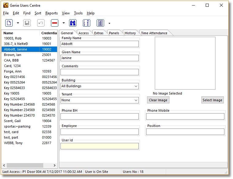 Genie Users and Access Screens